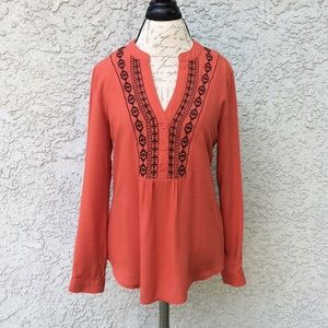 Roly Poly | Tops | Roly Poly Orange Embroidered Blouse Shirt | Poshmark